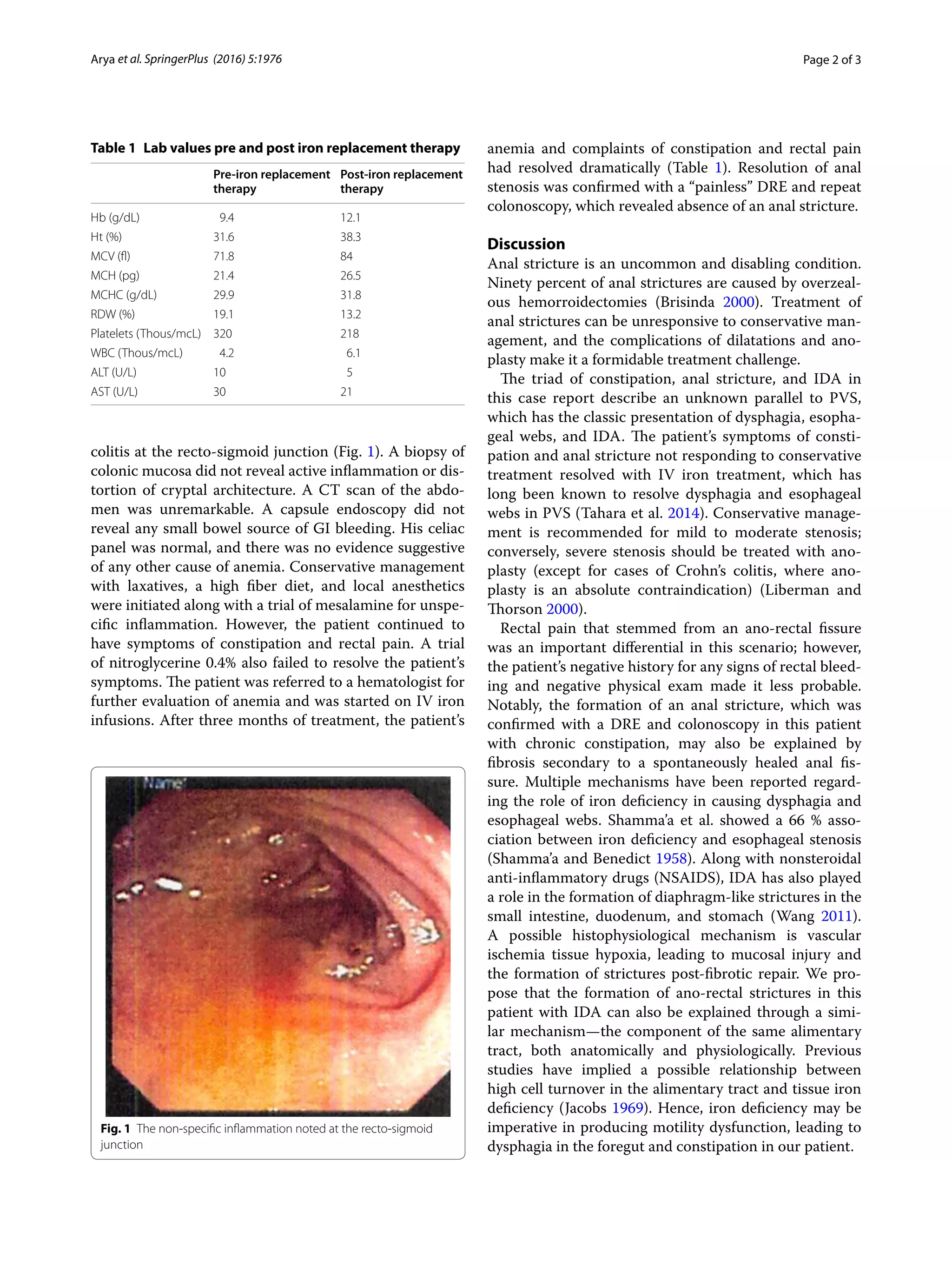 Resolution of constipation, anal stricture, and iron deficiency anemia ...