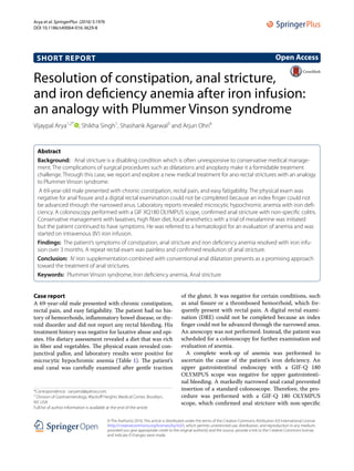 Resolution of constipation, anal stricture, and iron deficiency anemia ...