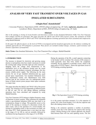 Analsis of very fast transient over voltages in gas insulated substations | PDF