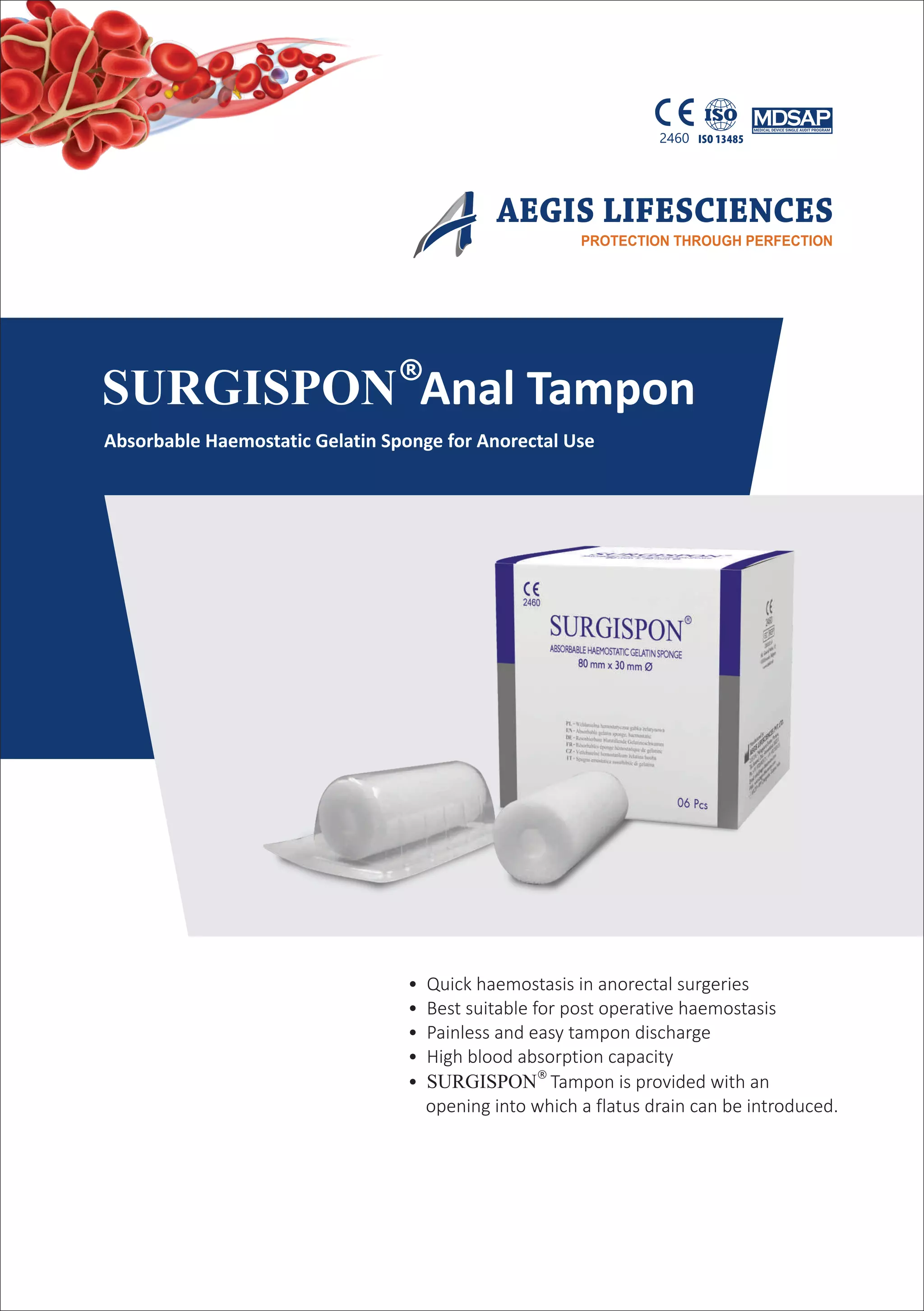 SURGISPONⓇ Anal Tampon Absorbable Haemostatic Gelatin Sponge | PDF