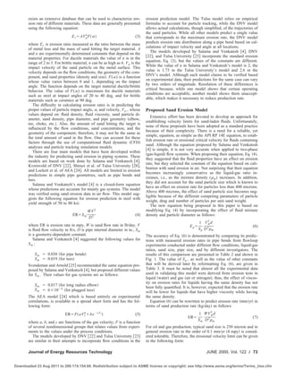 An alternative to api 14 e erosional velocity limits for sand laden ...