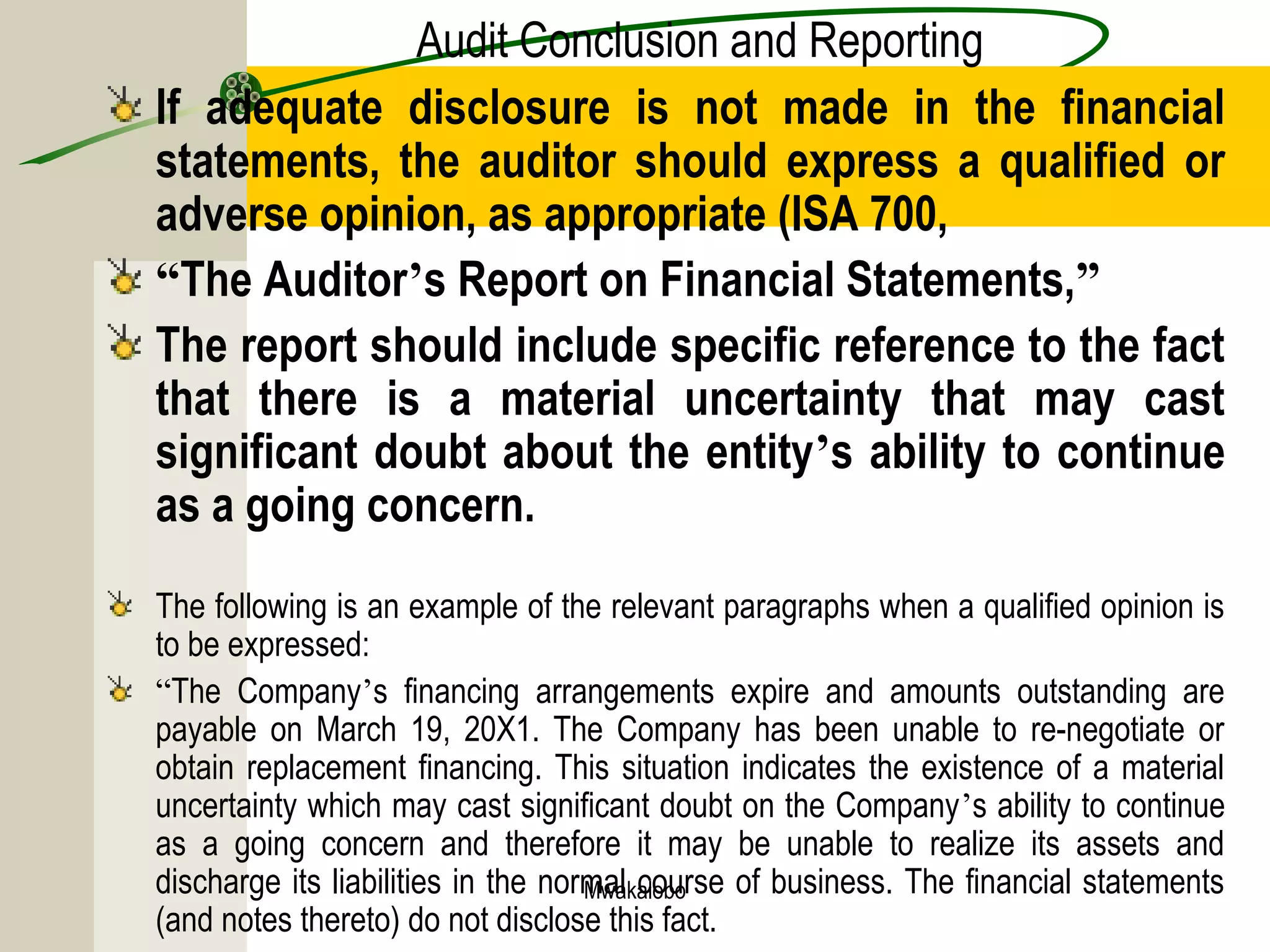 Analyitical review procedures and going concern