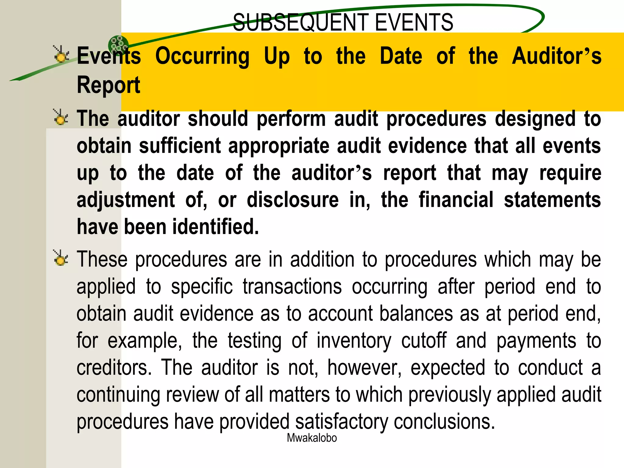 Analyitical review procedures and going concern