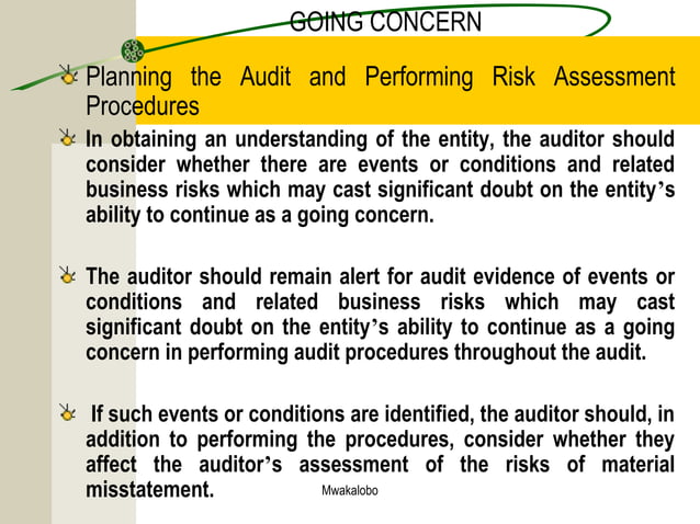 Analyitical review procedures and going concern