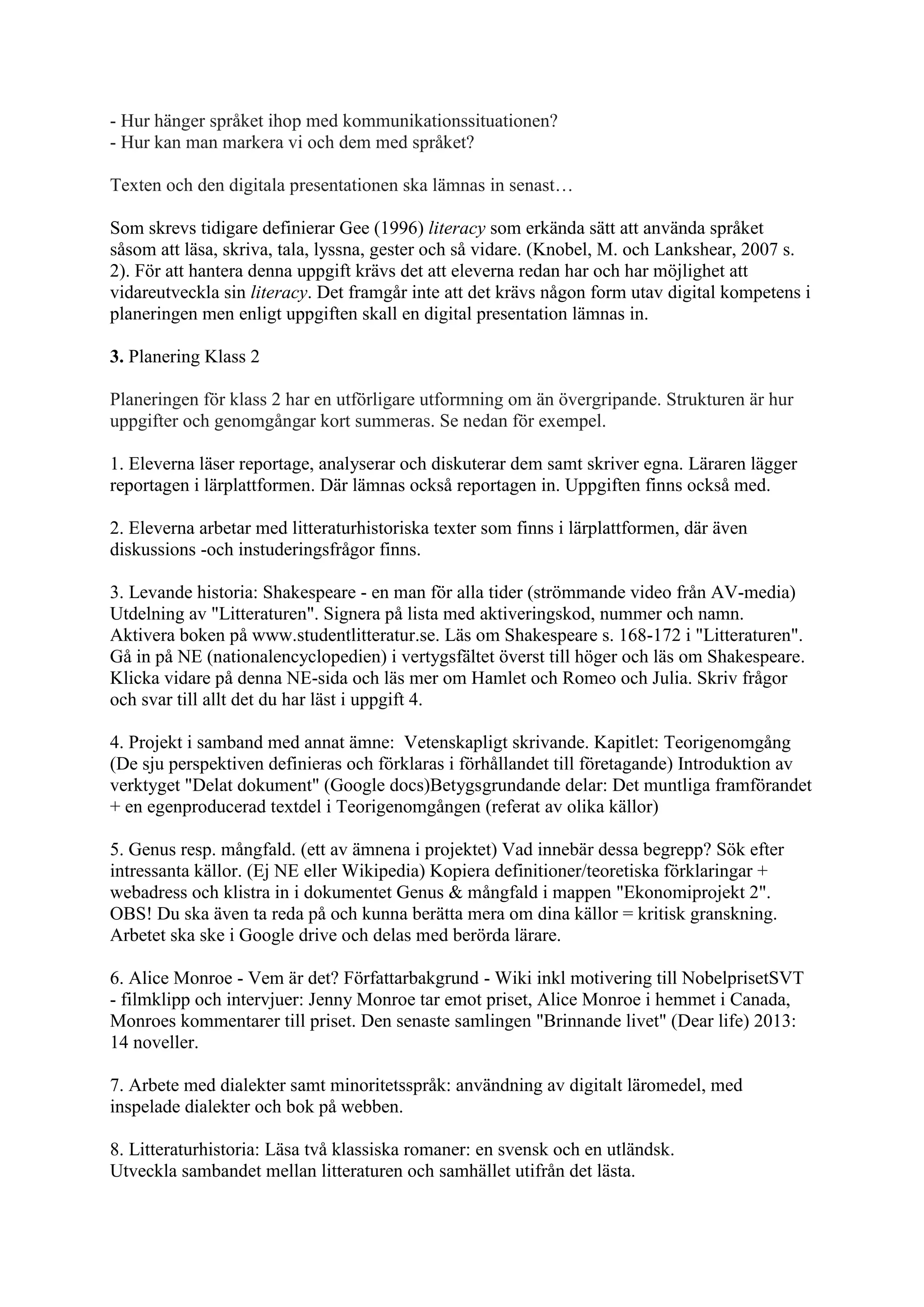 Analys av planeringar | PDF