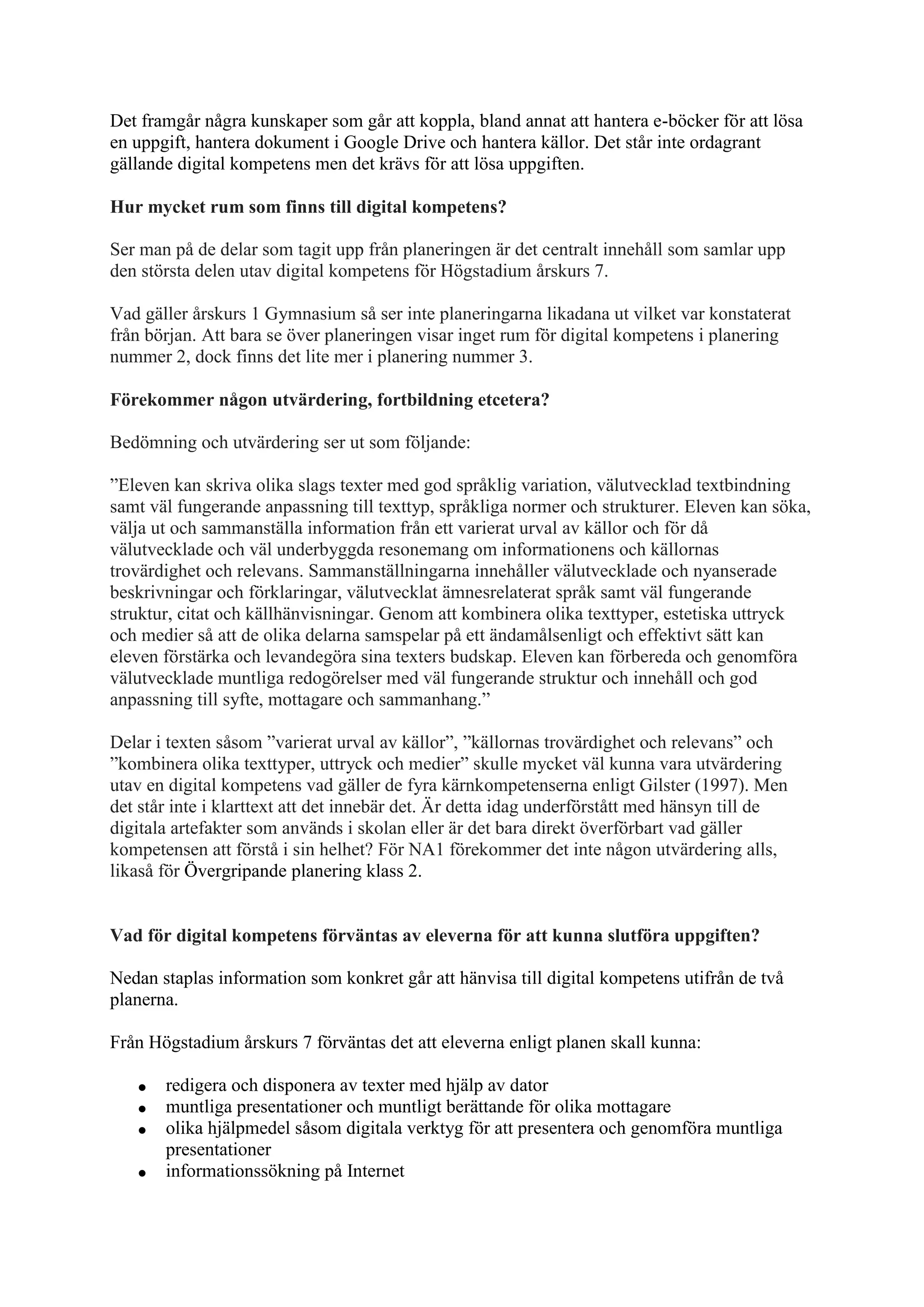 Analys av planeringar | PDF