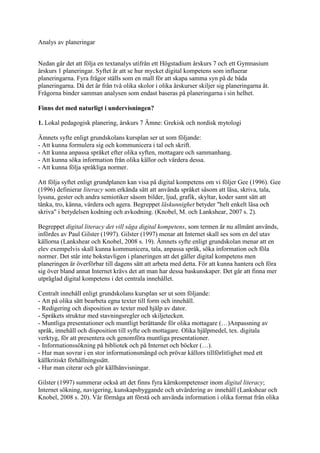 Analys av planeringar | PDF