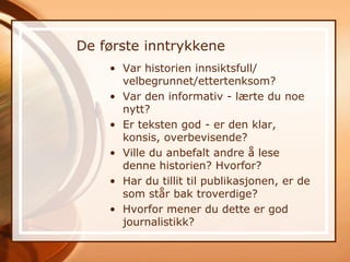 Analysere nyheter (norsk) | PPT