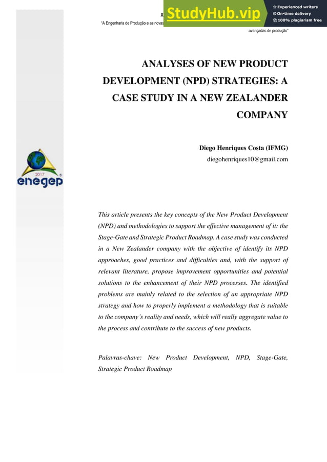 ANALYSES OF NEW PRODUCT DEVELOPMENT (NPD) STRATEGIES A CASE STUDY IN A NEW ZEALANDER COMPANY | PDF
