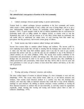 Analyse the consequences of tourism to the host community[1] | PDF