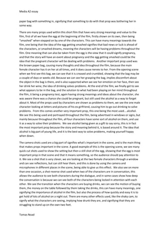 Analyse the short film final | DOCX