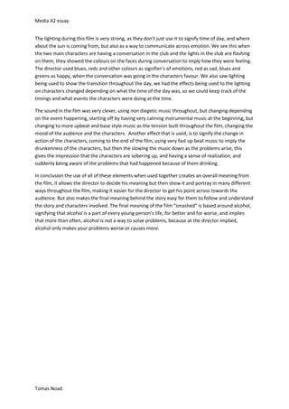 Analyse the short film final | DOCX