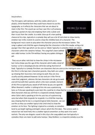 Dumb and Dumber / Step brothers opening anaysis | DOCX