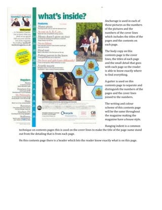 Analysing 2 front covers and 2 contents for the prelimiary task | PDF