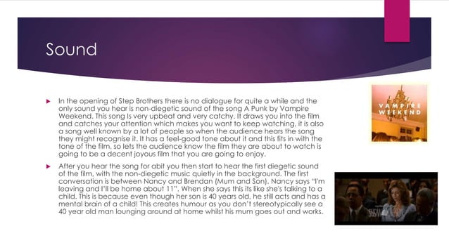 Analysing a film opening step brothers | PPTX | Television | Entertainment