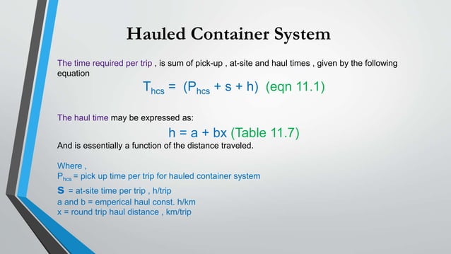 Analysing a hauled container collection system | PPTX | Commercial ...