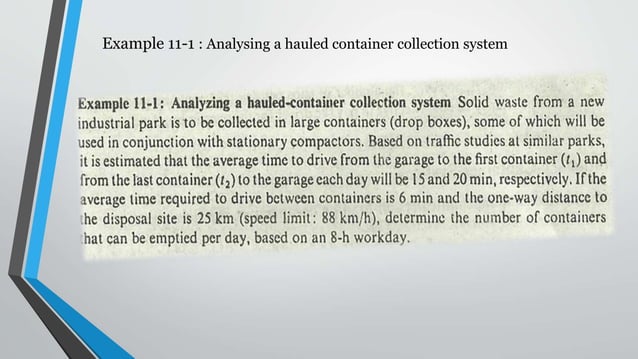 Analysing a hauled container collection system