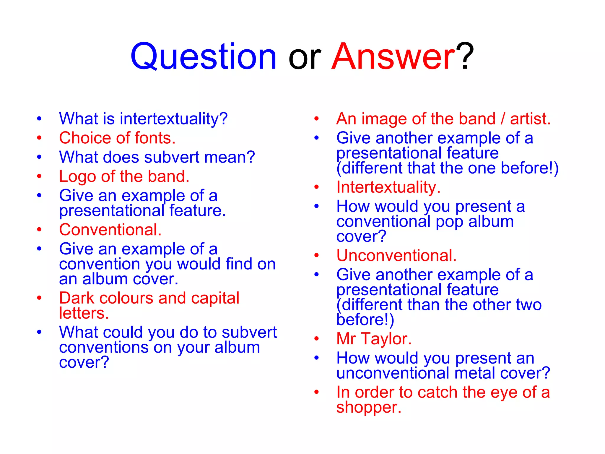 Analysing Album Covers | PPT