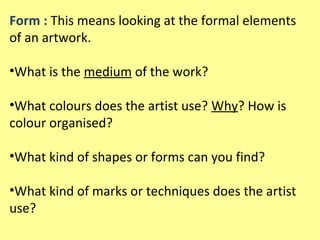 Analysing an artists work | PPT