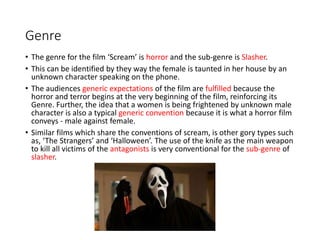 Analysing an opening sequence (scream) | PPTX | Horror | Genres