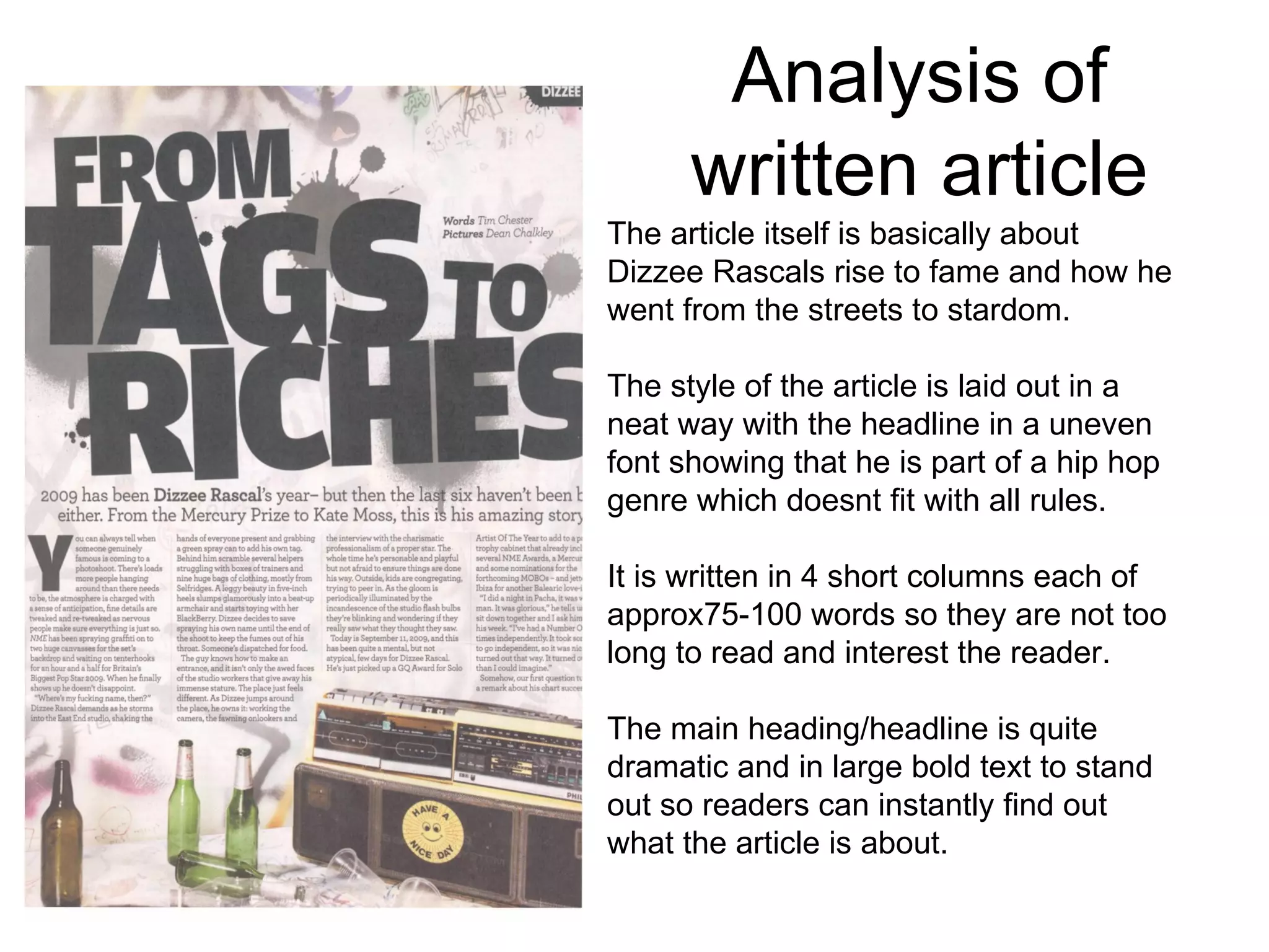 Analysing Magazine Articles | PPT | Hip Hop Music | Music
