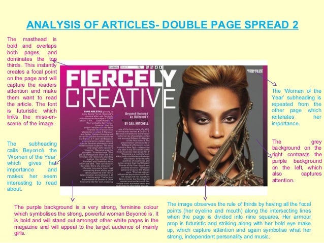 Magazine Analysis - Double Page Spreads
