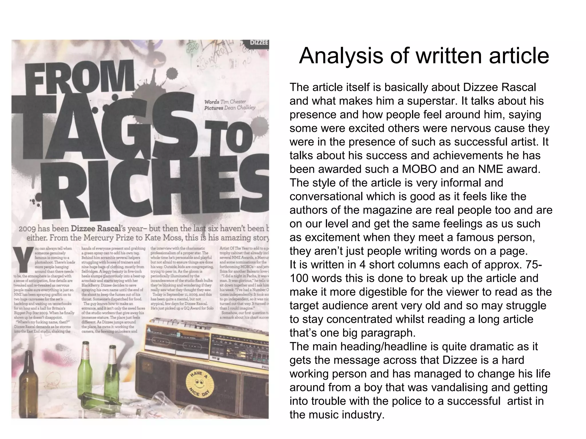 Analysing articles double page spread | PPT