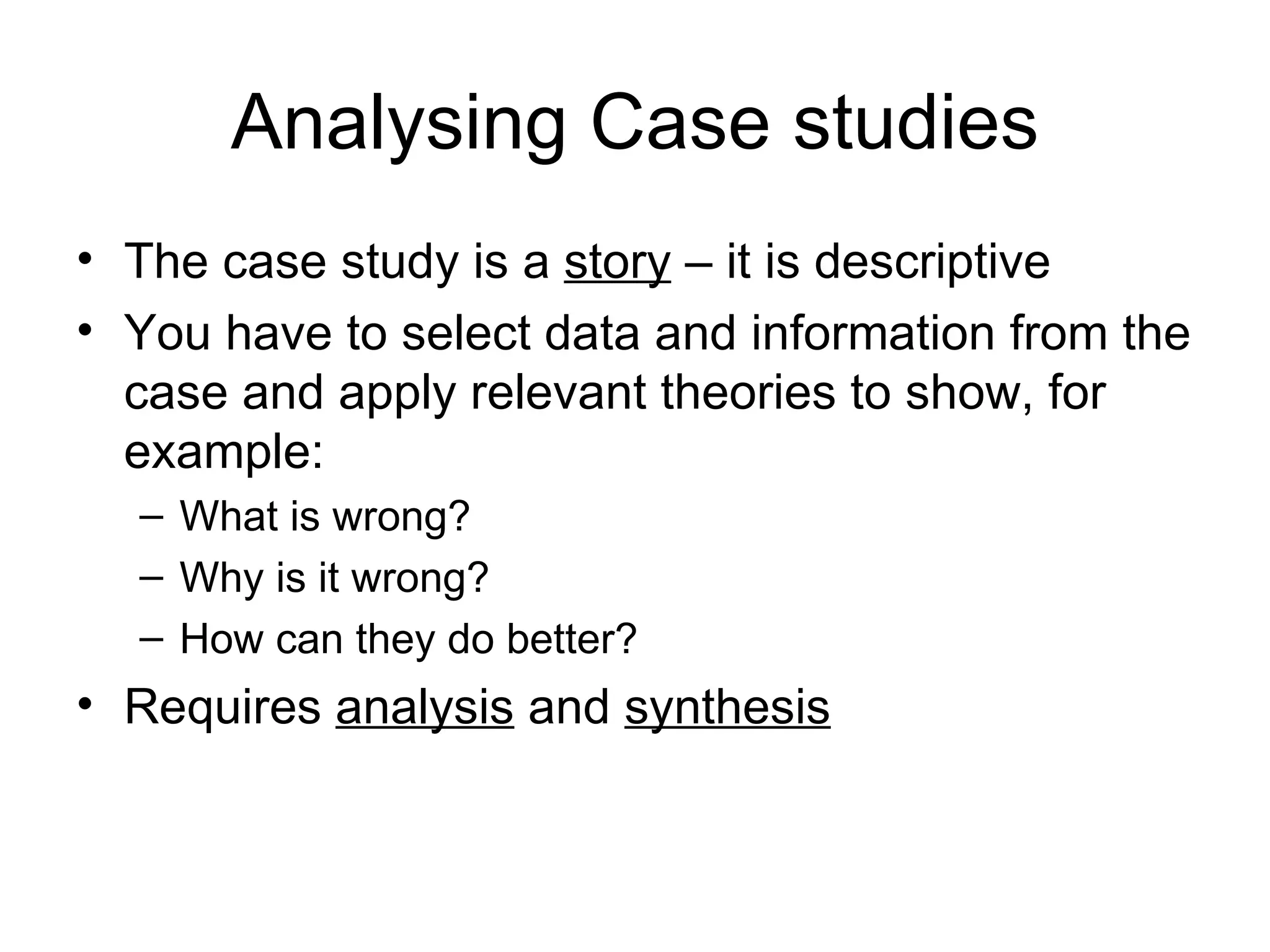 Analysing case studies perspective 3 | PPT