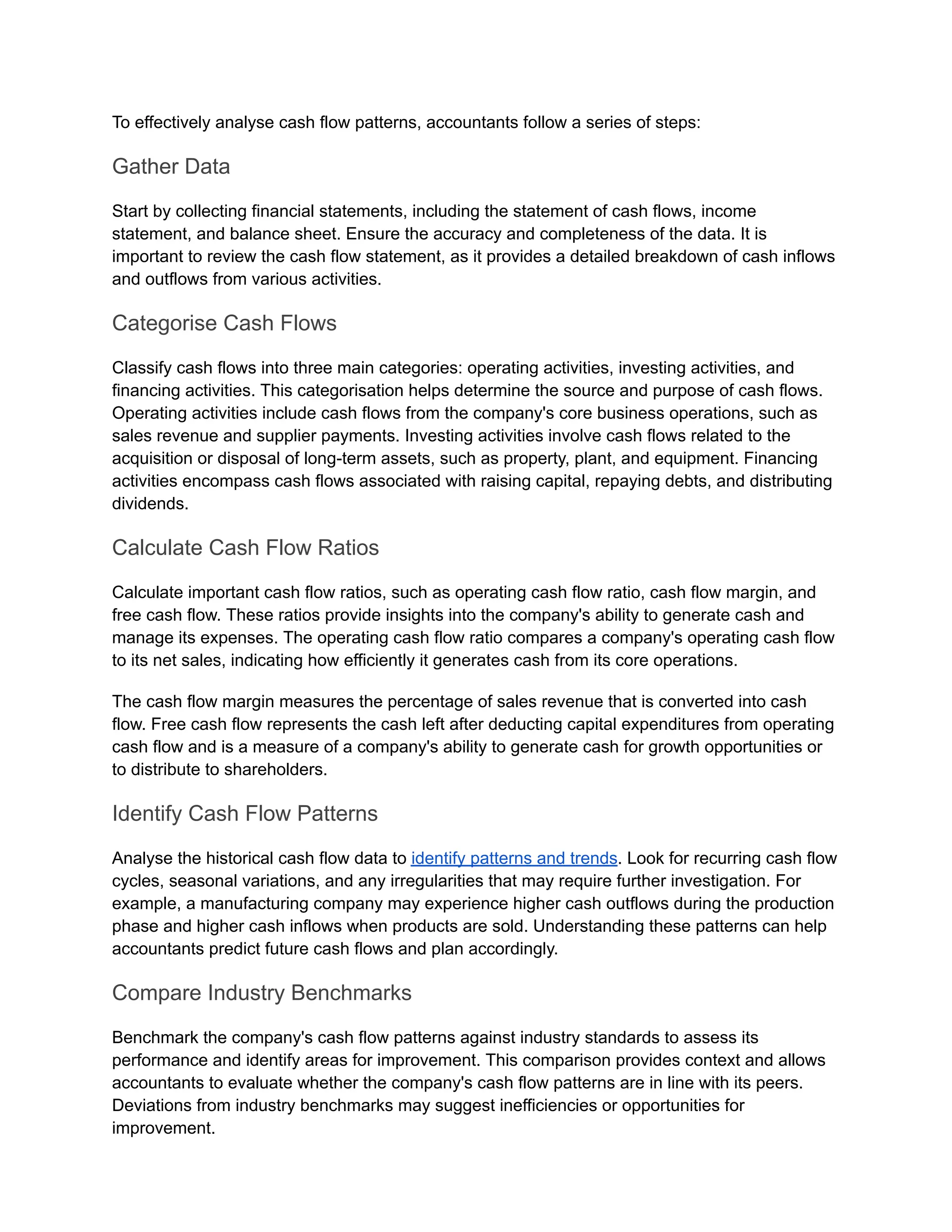 Analysing Cash Flow Patterns for Improved Financial Management | PDF