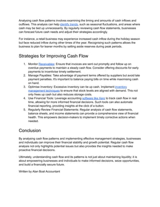 Analysing Cash Flow Patterns for Improved Financial Management | PDF