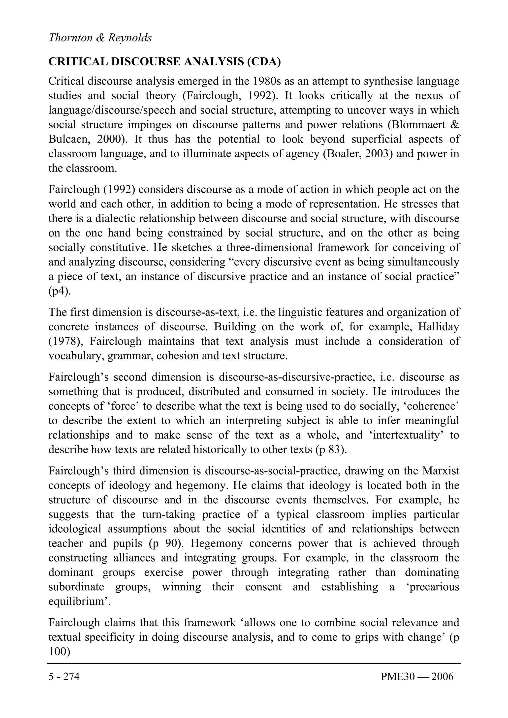 Analysing Classroom Interactions Using Critical Discourse Analysis Pdf
