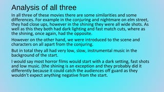 Analysing codes and conventions of a horror movie | ODP