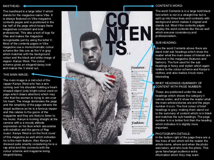 Analysis of Music Magazine Contents Page