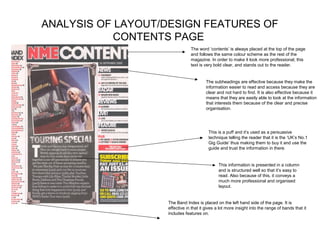Analysing contents pages prep for blog ppt | PPT