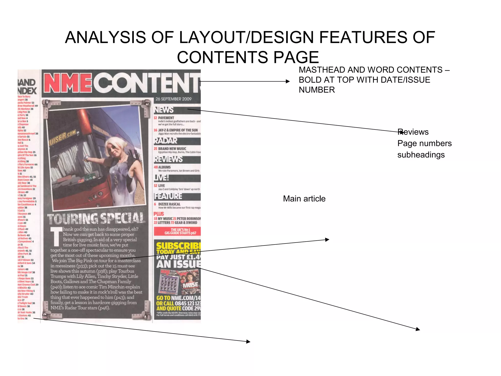 Analysing contents pages prep for blog ppt | PPT