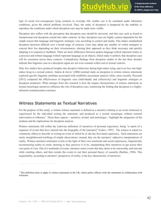 Analysing Deception In Written Witness Statements | PDF