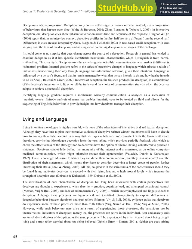 Analysing Deception In Written Witness Statements | PDF