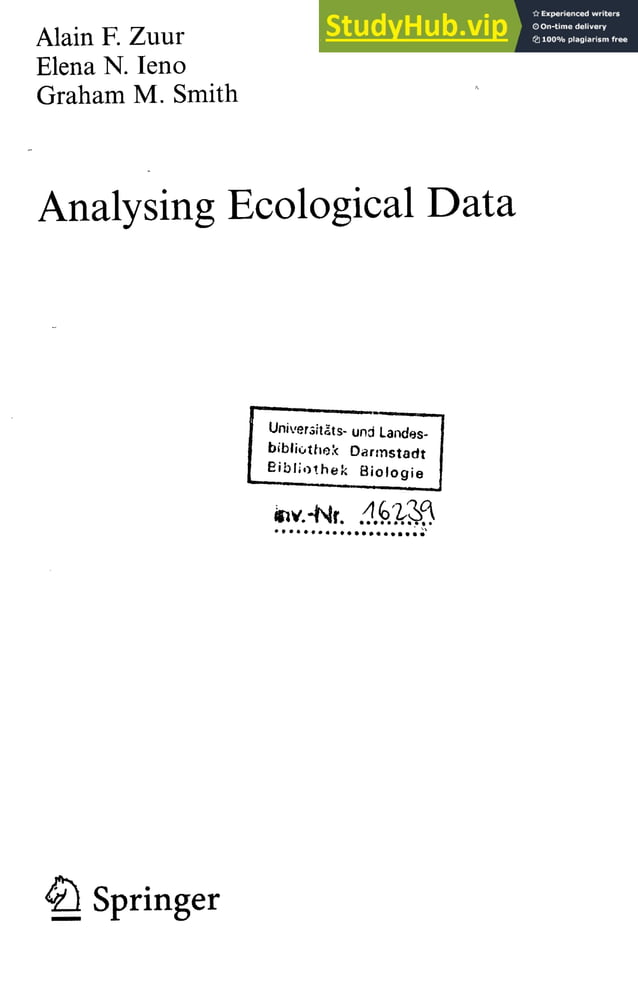 Analysing Ecological Data | PDF | Science