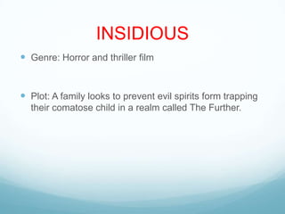 Analysing film openings- Donnie Darko, The shining and Insidious | PPTX