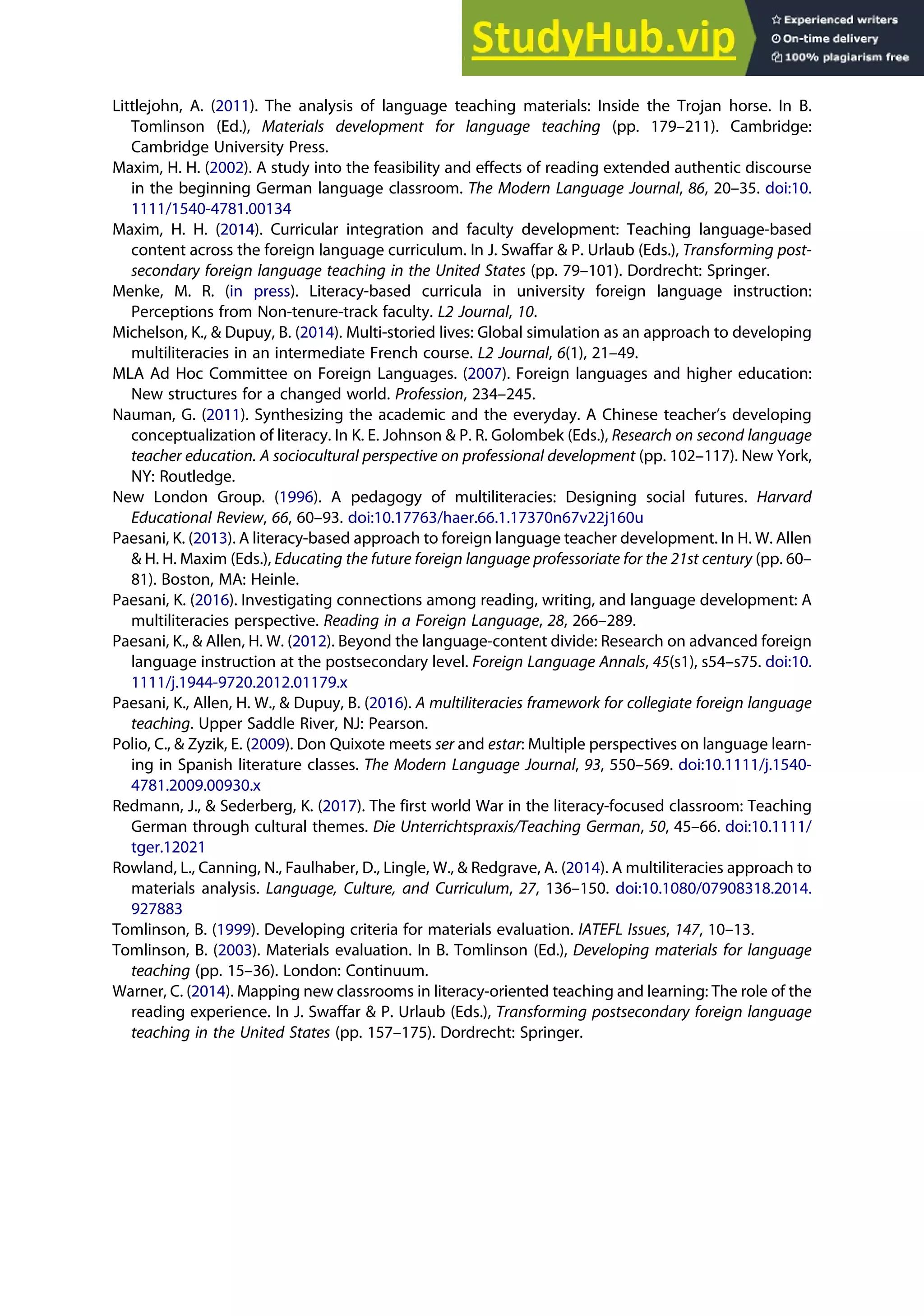 Analysing Foreign Language Instructional Materials Through The Lens Of The Multiliteracies ...