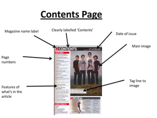 Analyasis of magazine covers, contents pages and double page spreads ...
