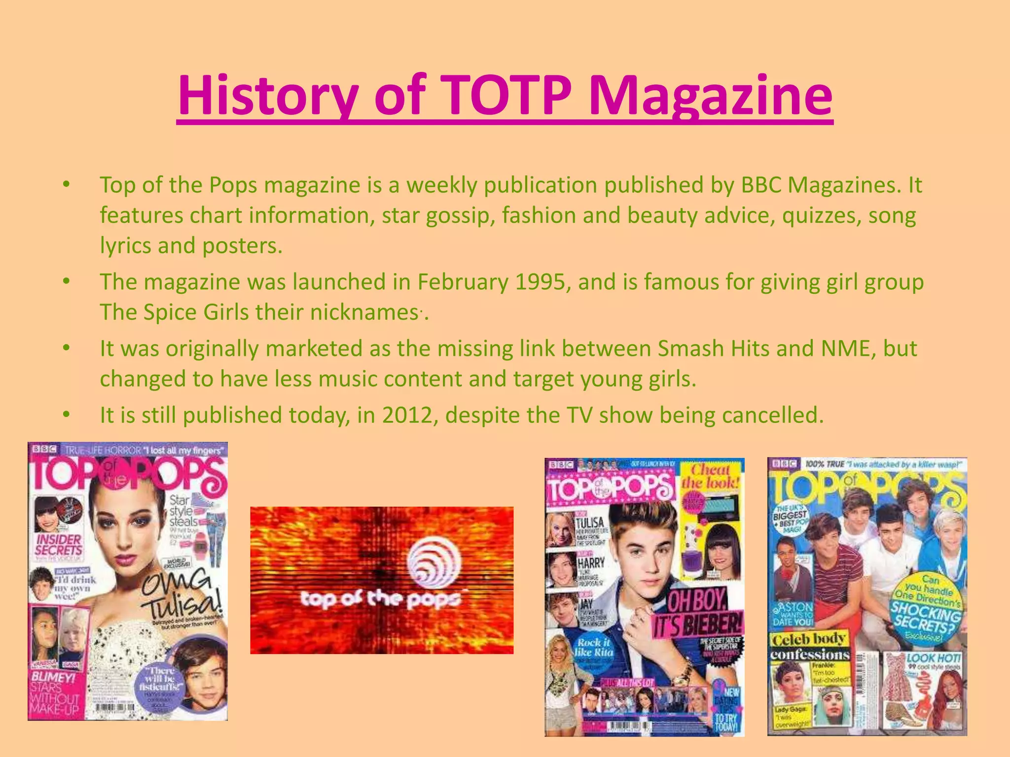 Front Cover Analysis - Top of the Pops | PPTX