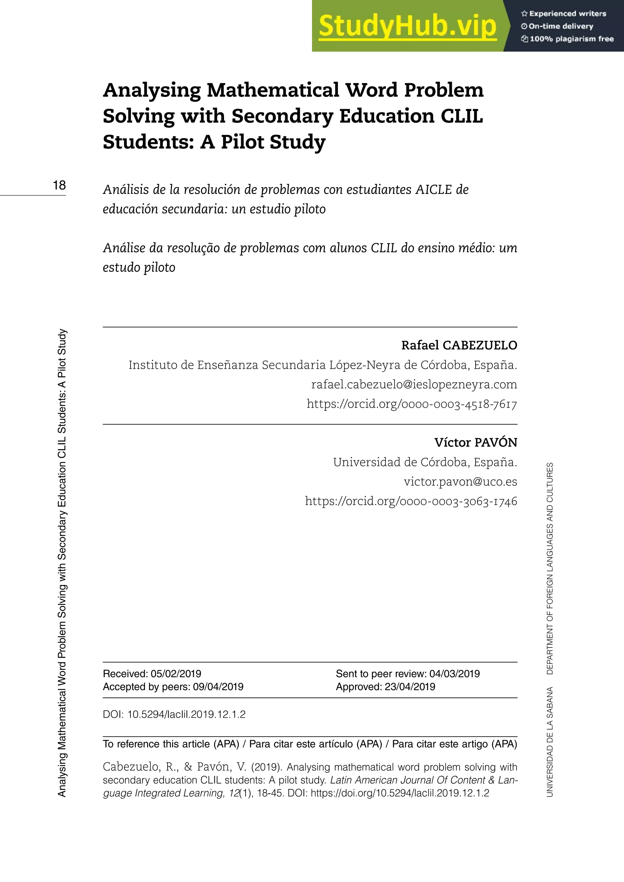 Analysing Mathematical Word Problem Solving With Secondary Education ...