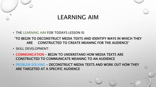 Analysing media texts | PPTX