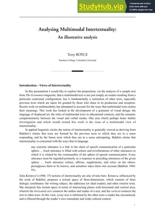 Analysing Multimodal Intertextuality An Illustrative Analysis | PDF