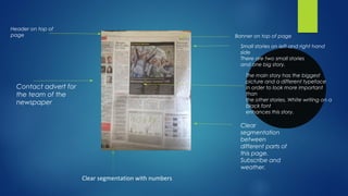 Analysing newspaper front cover and second page | PPT