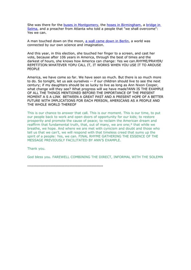 Analysing Obamas Victory Speech | DOC