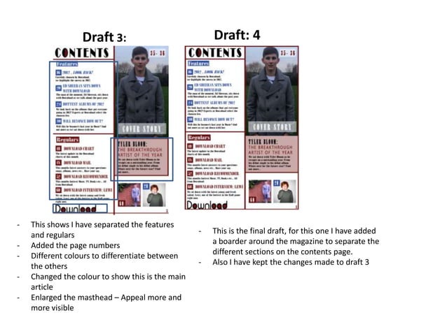 Analysing of contents pages drafts | PPTX