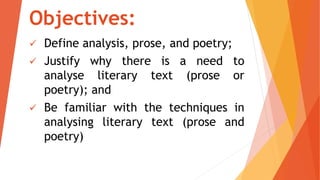 Analysing prose and poetry | PPTX