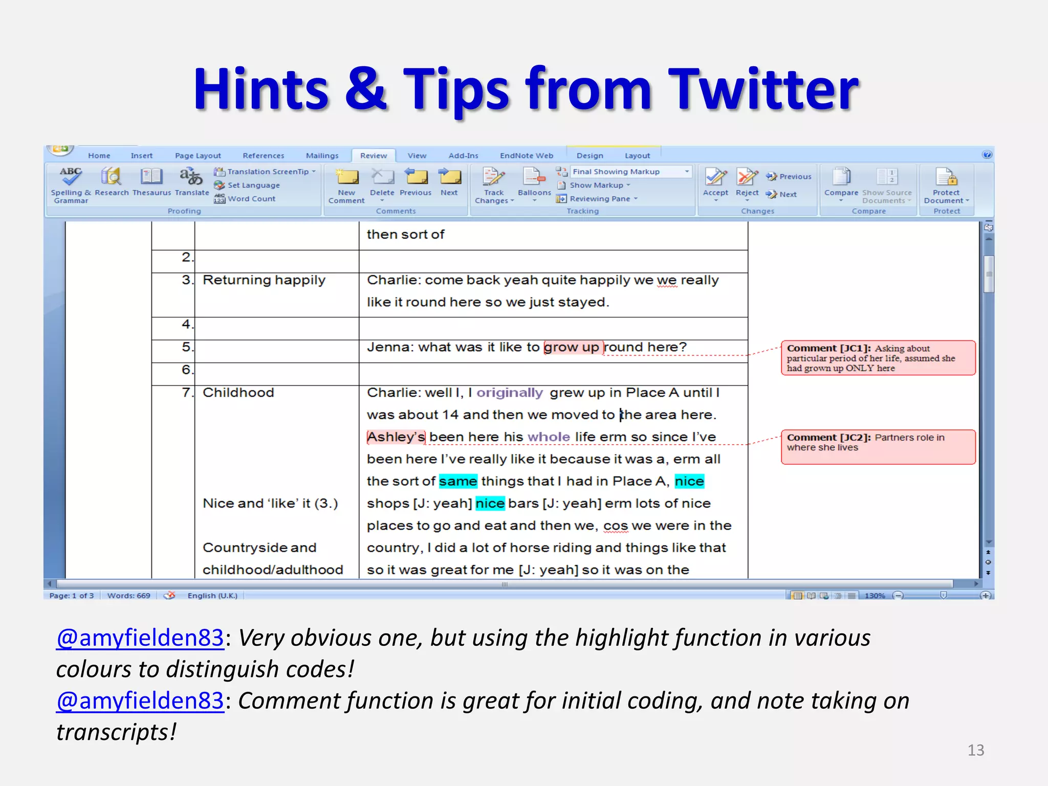 QMiP workshop: Analysing qualitative data using microsoft word | PDF